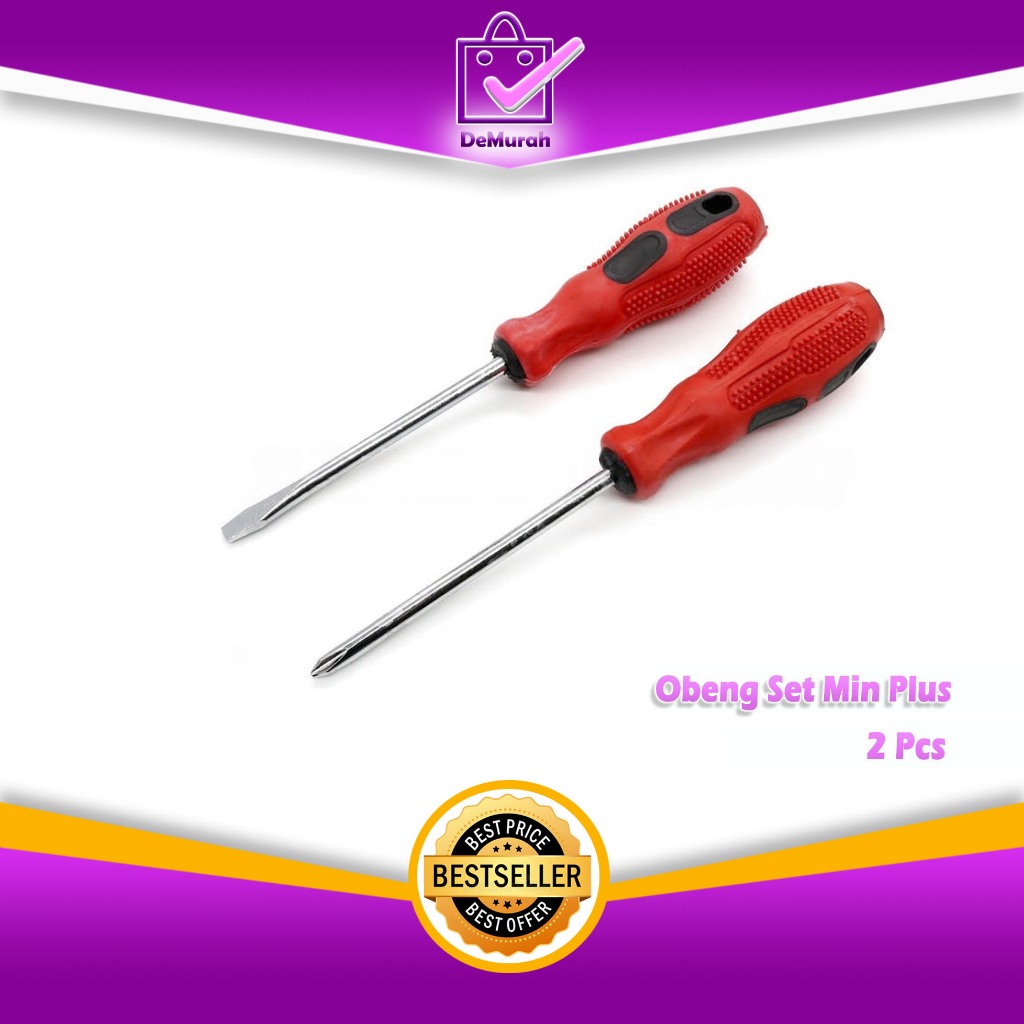 Jual Obeng Set Min Plus 2 Pcs 3x70mm Isi 2Pcs Screwdriver Set 3 x 4 ...