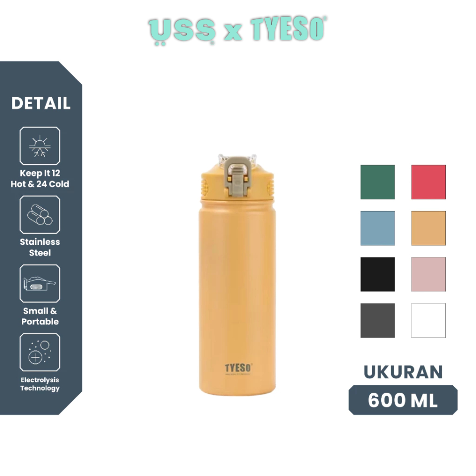 Jual USS x Tyeso Tumbler Botol Minum 600ml TS-8770C Stainless Steel Anti Tumpah Double Vacuum ...