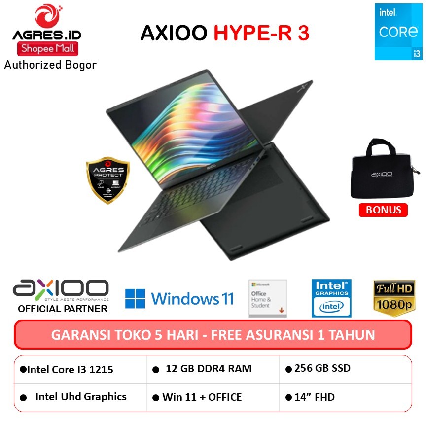 Jual Axioo Hype R3 i3-1215 RAM 12GB 256GB SSD 14.0" FHD Windows 11 ...