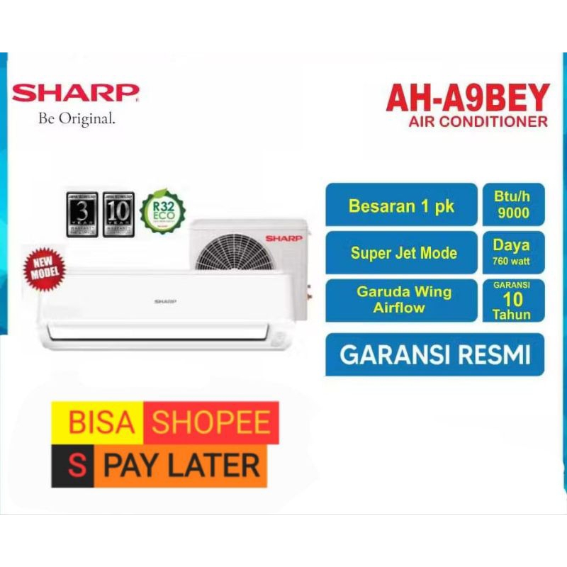 Jual AC SHARP 1 PK AH A9BEY2 SUPERJET MODE GARUDA WING AIR FLOW GARANSI ...