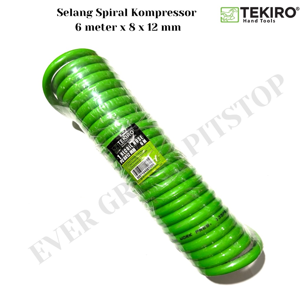 Jual TEKIRO Selang Kompressor Spiral 6 meter 8 x12 mm UKURAN SELANG ...