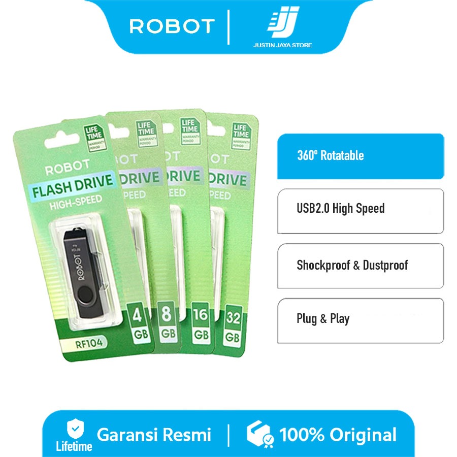 Jual ROBOT Flashdisk USB2.0 4GB / 8GB / 16GB / 32GB Rotatable U-disk ...