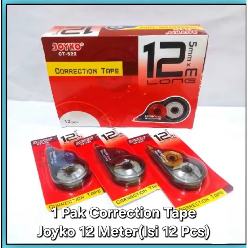 Jual 1 Pak Correction Tape Joyko 12 Meter(Isi 12 Pcs) / Tipe X Kertas ...