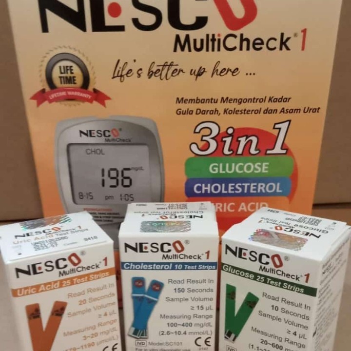 Jual paket strip nesco gula cholestrol asam urat/strip nesco paket 3 in ...