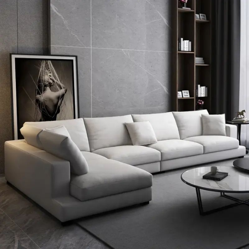 Jual sofa L shape minimalis elegant warna putih | Shopee Indonesia