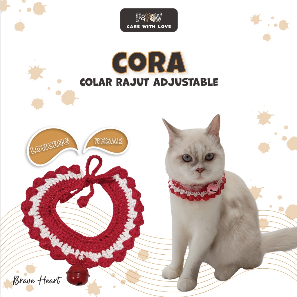 Jual Collar Kucing Kain Rajut Adjustable Neck Ring Lonceng Besar CORA ...