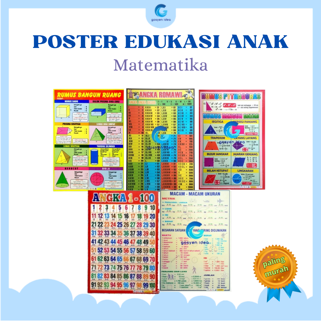 Jual Poster Edukasi Anak Belajar Matematika Satuan Angka Pengurangan ...