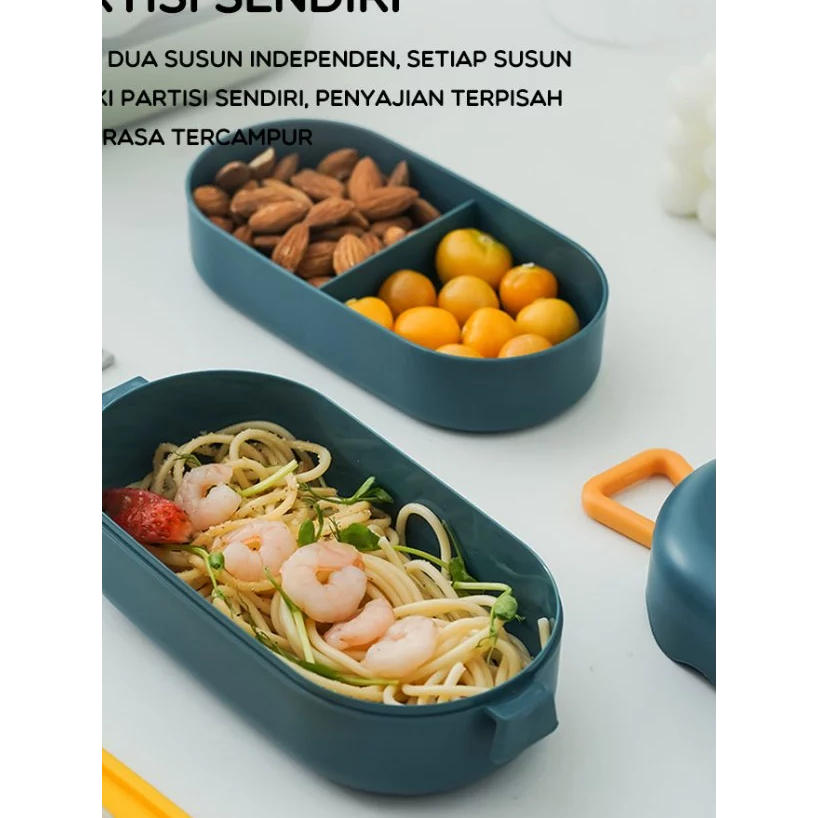 Jual BONBOX Lunch Box Set 850ML Kotak Bekal Makan 2 Sekat Tempat Bekal Makan Anti Tumpah ...