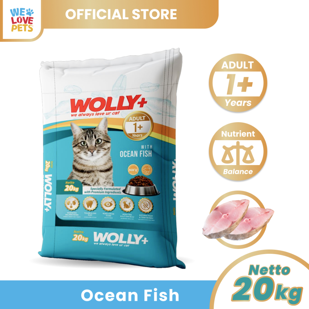 Jual Wolly+ Cat Dry Food Ocean Fish 20KG | Shopee Indonesia