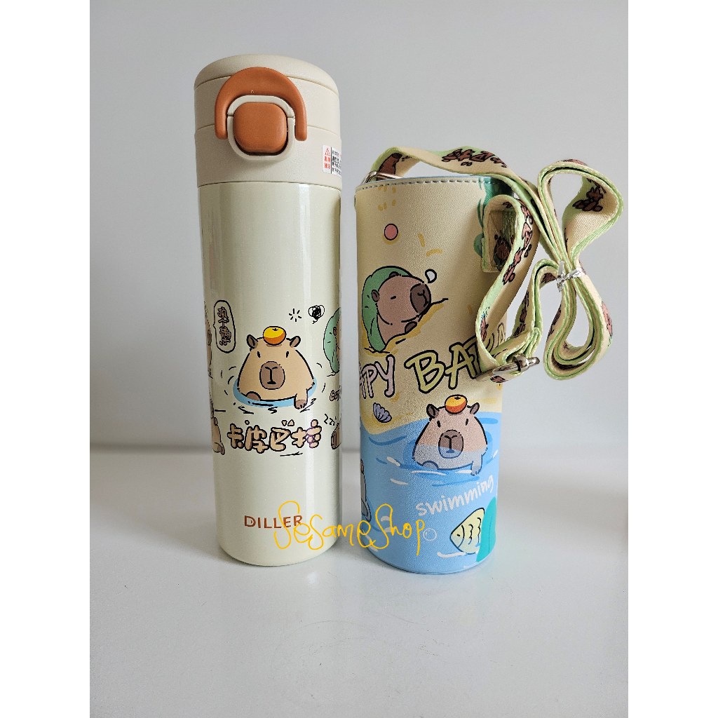 Jual Botol Air Capybara 520ml dapat Tas Stainless Steel 316 Tumbler Carrier Bag | Shopee Indonesia
