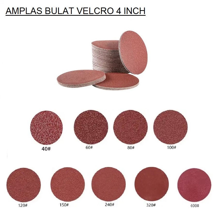 Jual Amplas Bulat Gerinda Velcro 4" 4 inch PER 10 LEMBAR Grit 40 60 80 ...