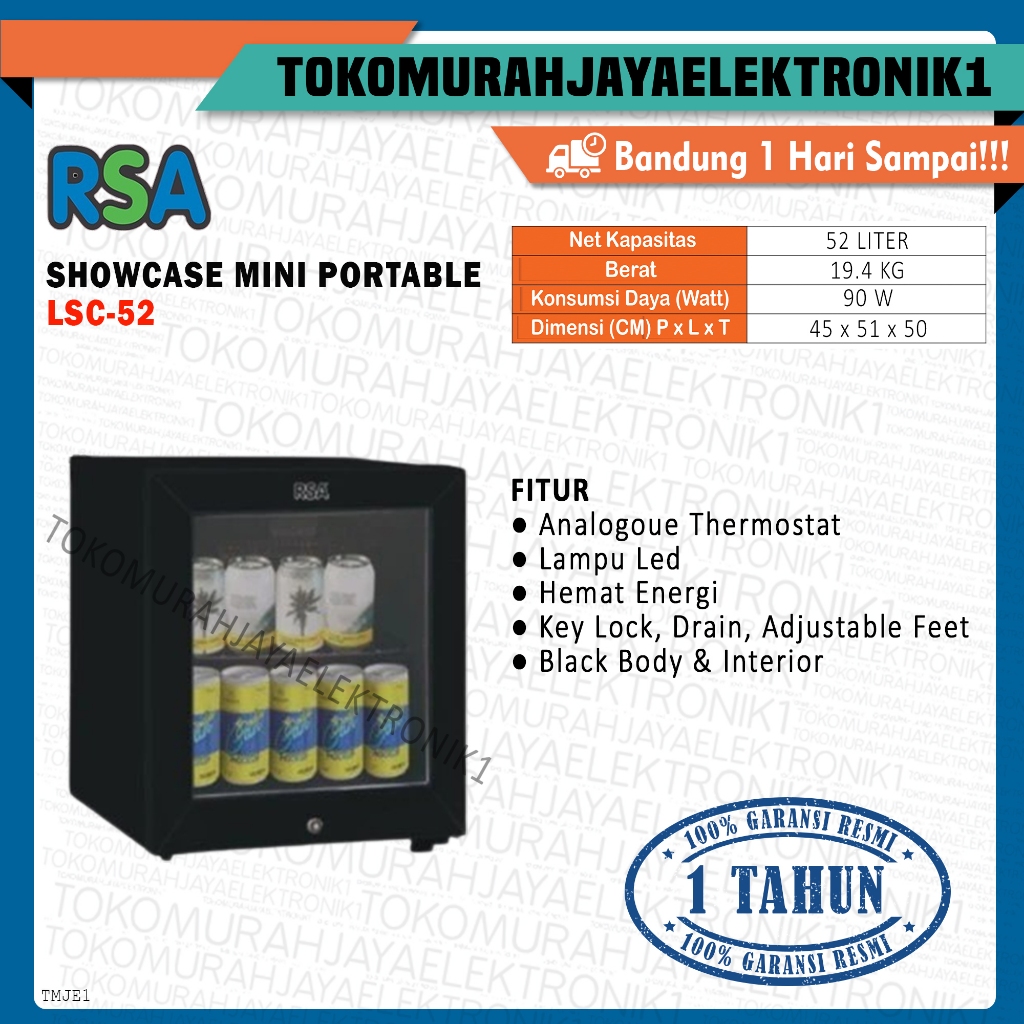 Jual Showcase RSA Mini Bar 52 Liter LSC-52 Display Cooler Garansi Resmi ...