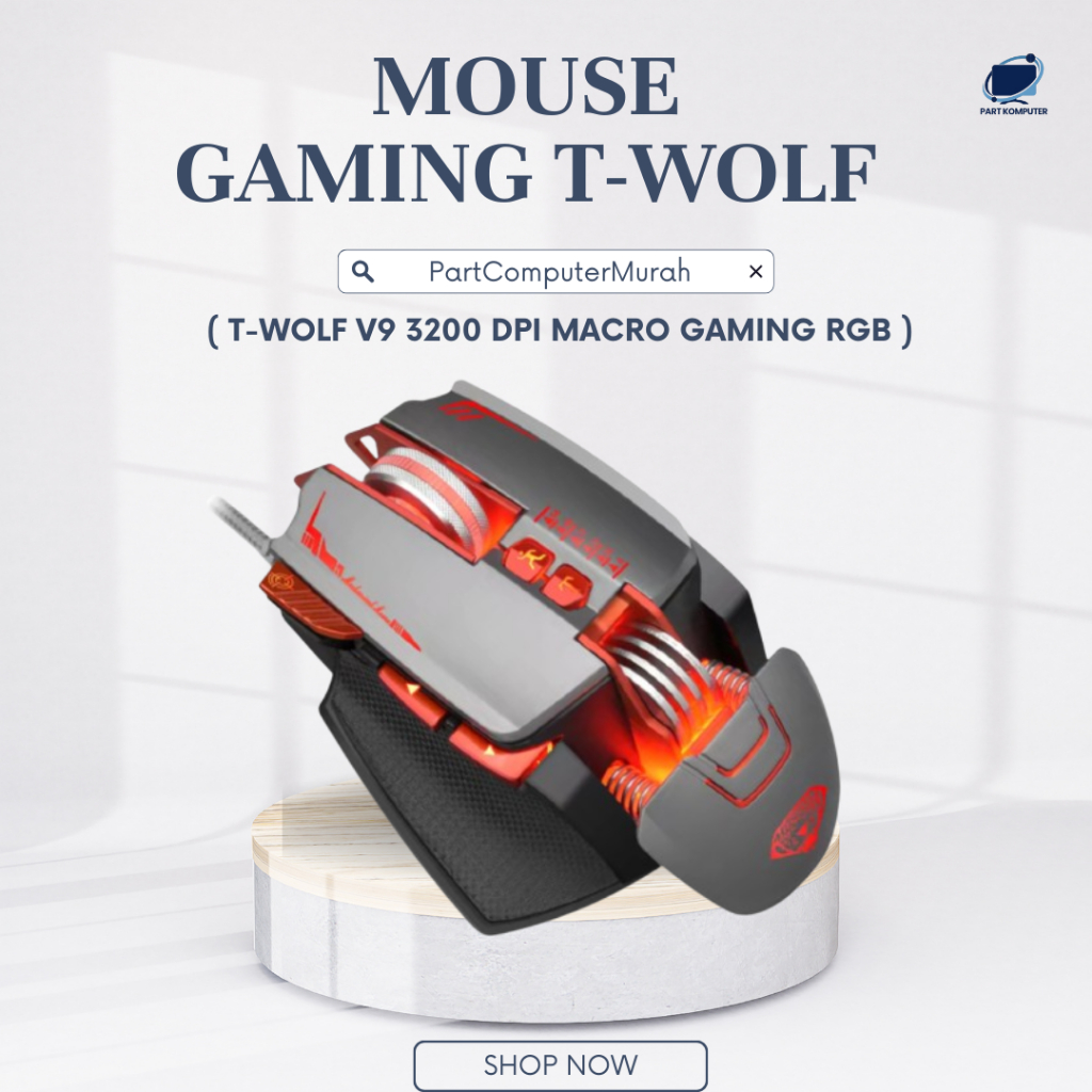Jual Mouse Gaming T- WOLF V9 3200 DPI Macro Programming RGB Wired ...