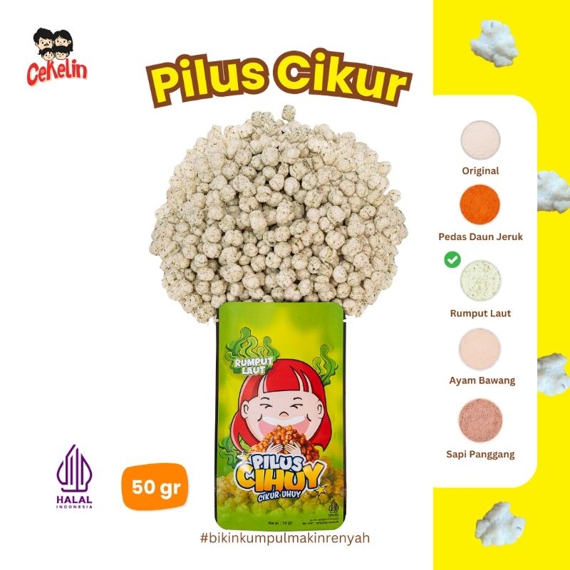 Jual CEKELIN Cemilan Pilus Cikur Rumput Laut isi 50gr | Shopee Indonesia