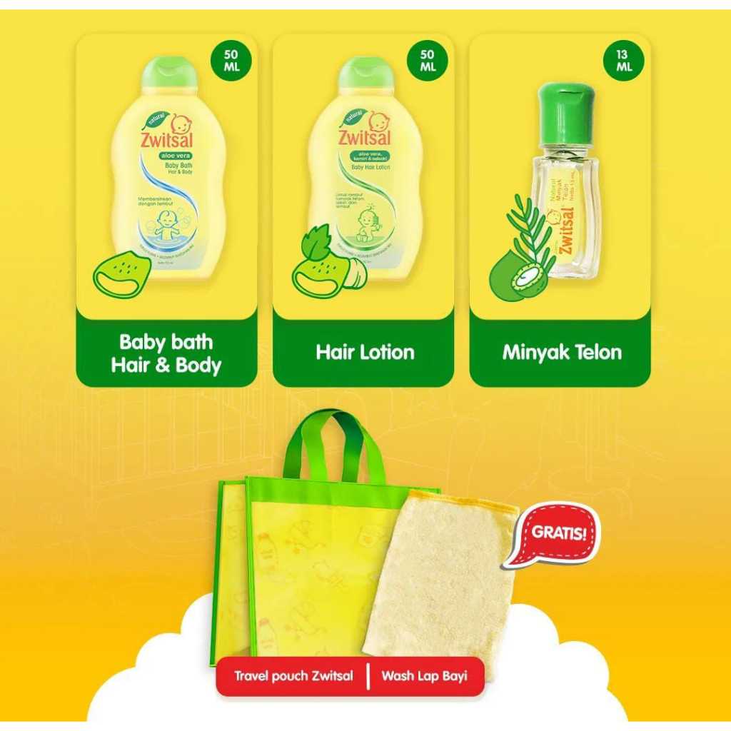 Jual Zwitsal mini travel pack 3 in 1 free 1 gift/paket perlengkapan ...