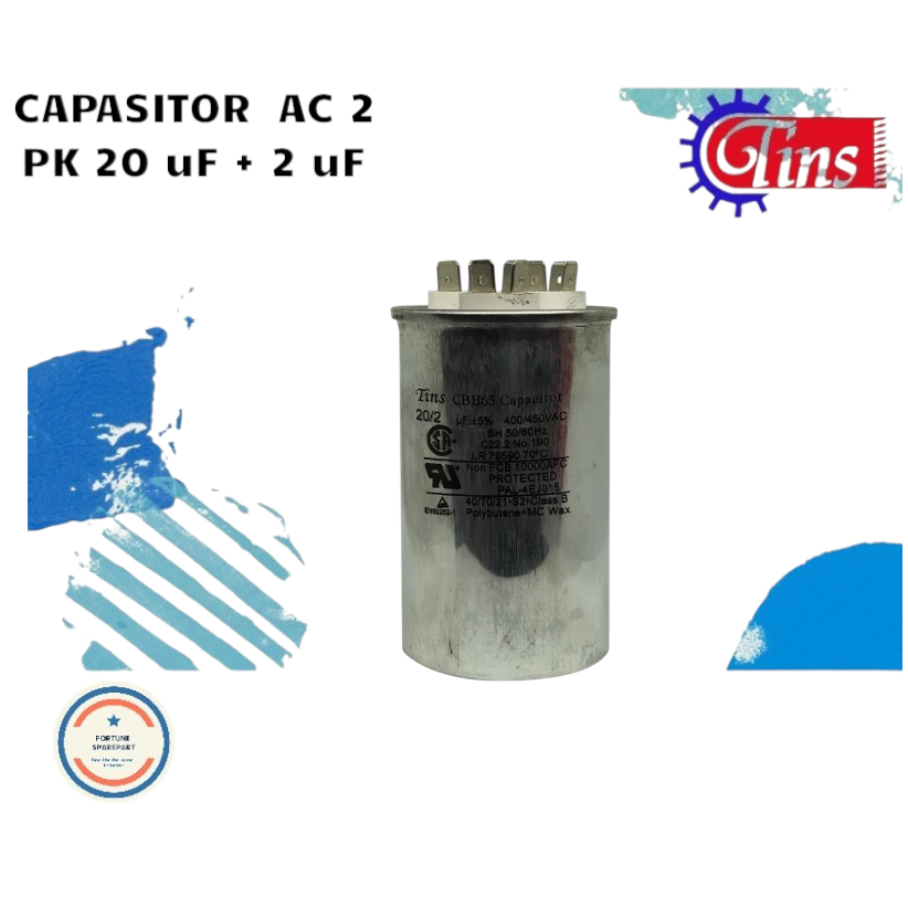Jual KAPASITOR AC PANASONIC 3/4 PK CAPASITOR AC DOBEL 20+2 UF BODY ALUMINIUM MEREK TINS HIGH ...
