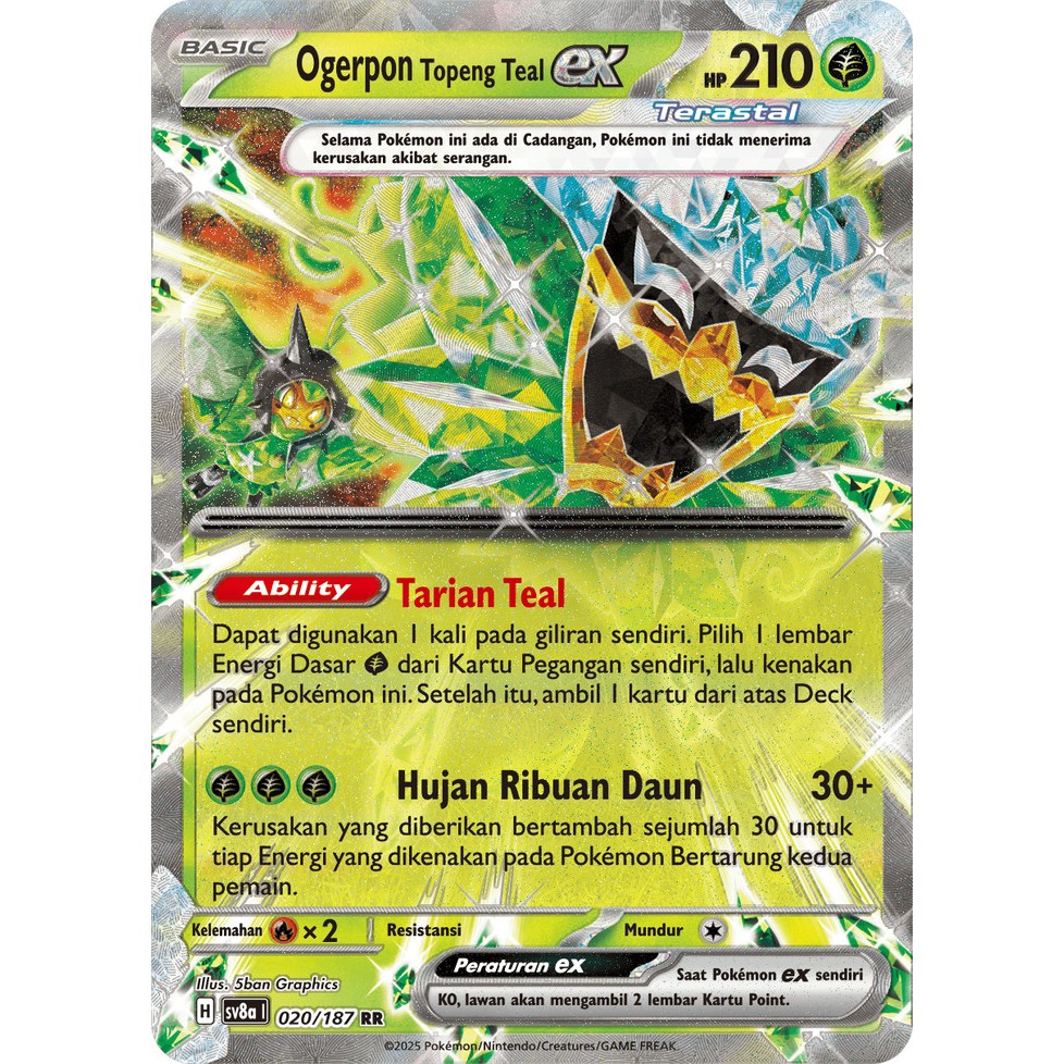 Jual Pokemon TCG Indonesia sv8a Ogerpon Topeng Teal ex 020/187 RR | Shopee Indonesia