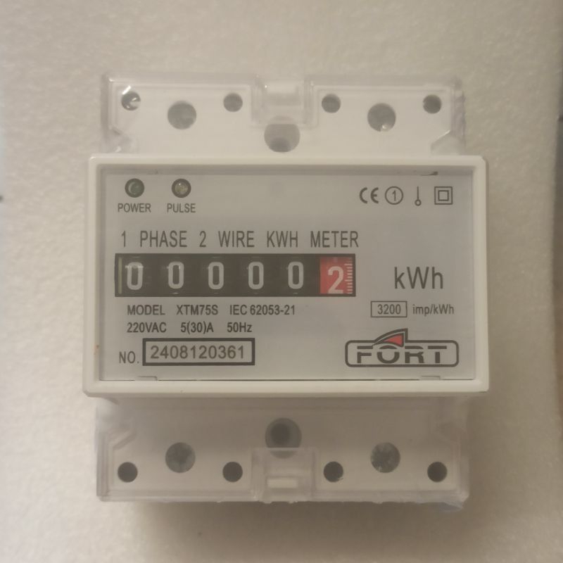 Jual XTM75S FORT KWH METER ANALOG 1Phase single rate / tarif dinrell mounting VARIAN AMPERE ...