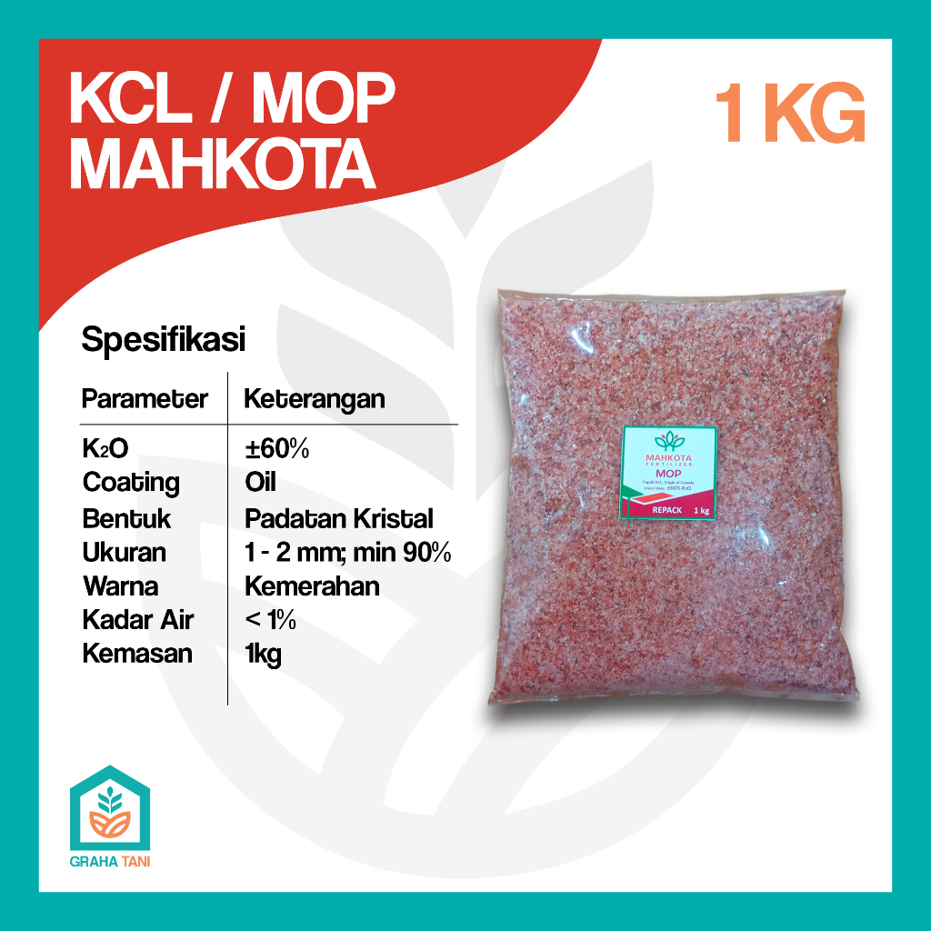 Jual Pupuk KCL / MOP Mahkota K2O 60% (REPACK) 1kg / 1 kg | Shopee Indonesia