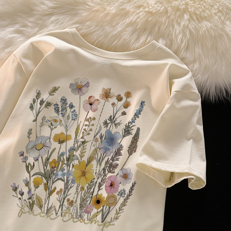 Jual Po floret Baju Kaos Oversize Wanita Skena Motif Bunga Segar Atasan ...