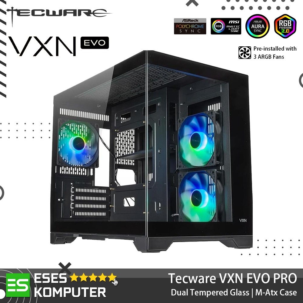Jual Case Tecware VXN EVO PRO m-ATX | Pre-Installed 3X ARGB Fans ...