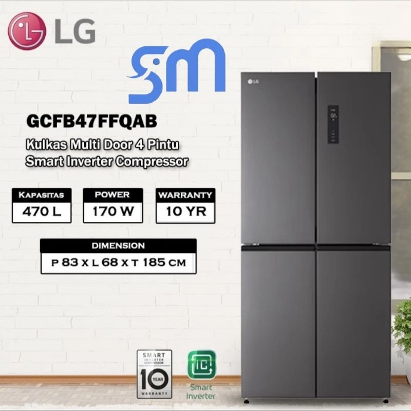 Jual Kulkas LG 4 pintu GCFB47FFQAB 470 L multi door Smart Inverter | Shopee Indonesia
