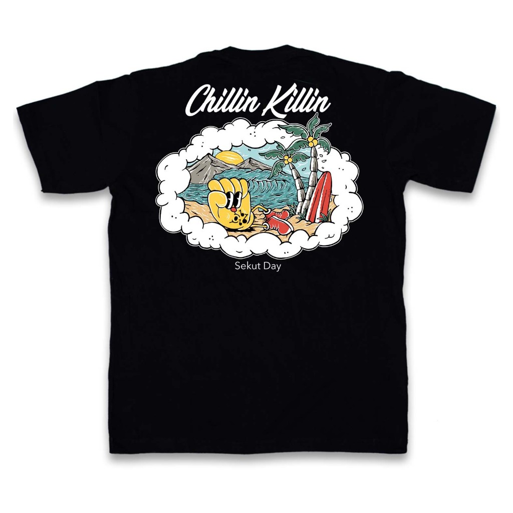 Jual SEKUT - 'CHILLIN KILLIN BEACH DAY' BLACK T-SHIRT | Shopee Indonesia