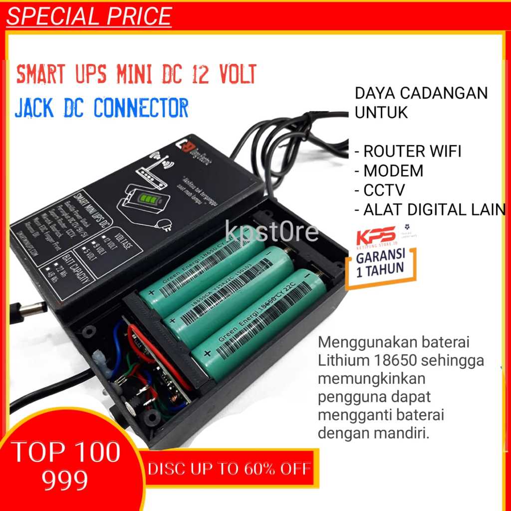 Jual UPS MINI DC 12 VOLTUNTUK BACK UP DAYA LISTRIK ROUTER WIFI /MODEM ...