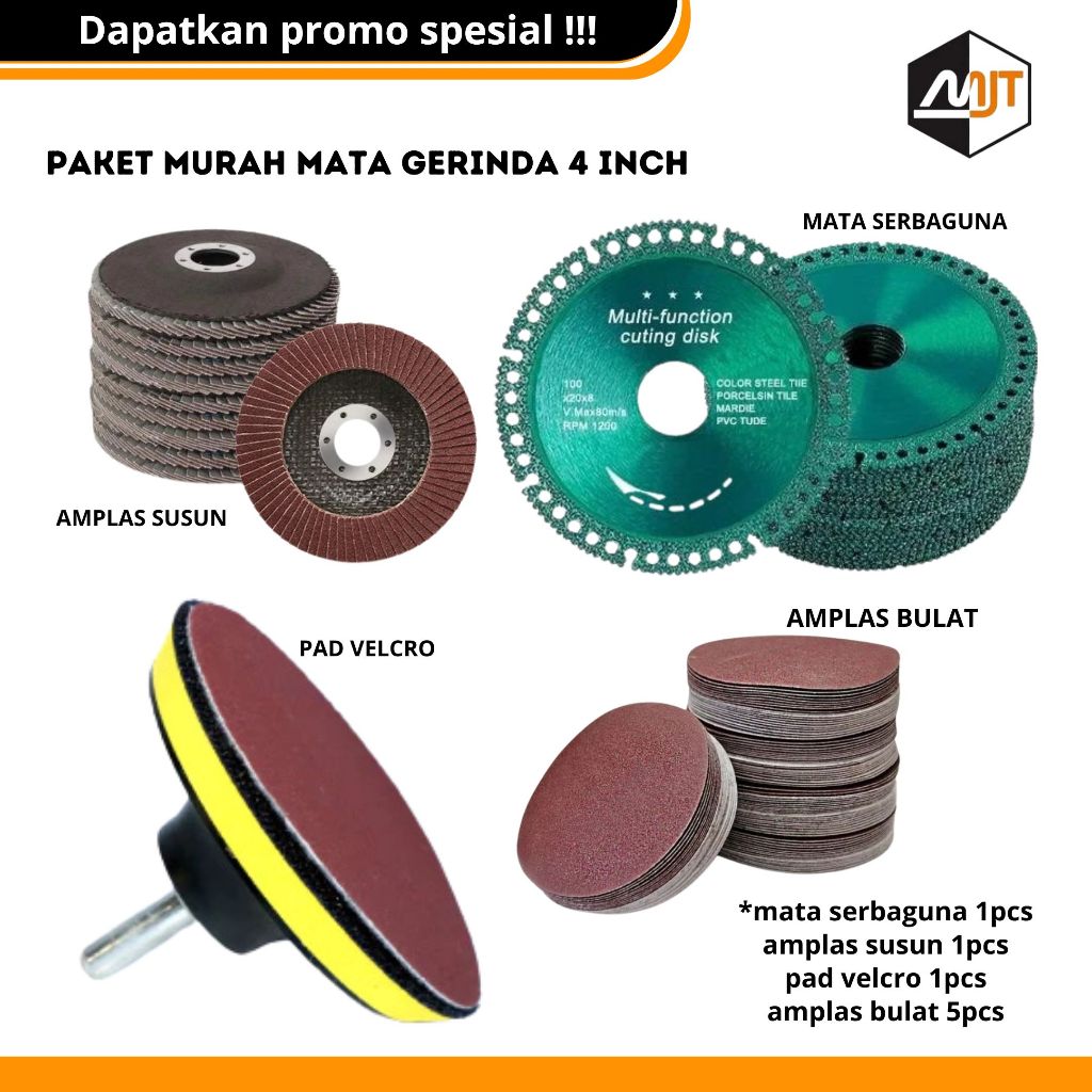 Jual Paket Hemat Mata Gerinda 4inch Mata Potong Serbaguna,Amplas dan ...