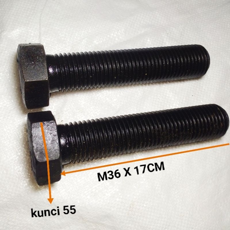Jual baut mur m36 x170 full drat pitch 4.0 material baja grade 8.8 ...