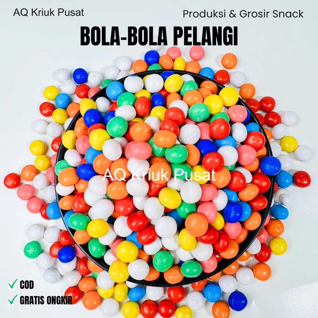 Jual Snack Bola bola pelangi 5kg 250gr / jajan bola bola biskuit warna ...
