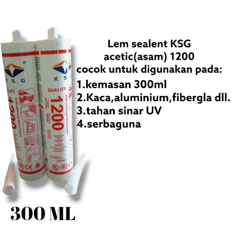 Jual lem kaca silicone sealent KSG 1200 acecitic(asam) | Shopee Indonesia