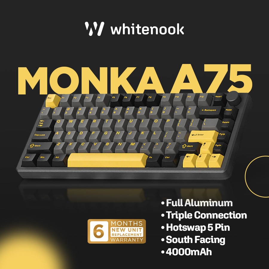 Jual MONKA A75 Full Aluminum Mechanical Keyboard Three Mode Wireless ...