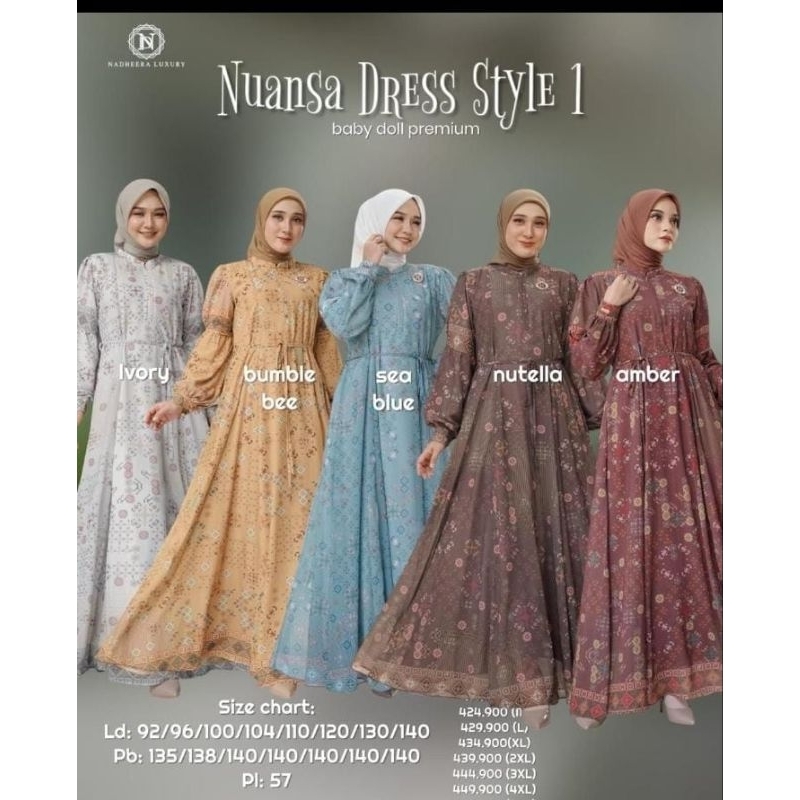 Jual NUANSA DRESS STYLE 1 & ASMARADANA FAMSET DRESS STYLE 1 BY NADHEERA ...