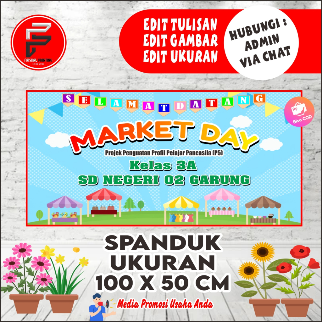 Jual Spanduk Banner Market Day Ukuran 100 x 50 cm | Shopee Indonesia
