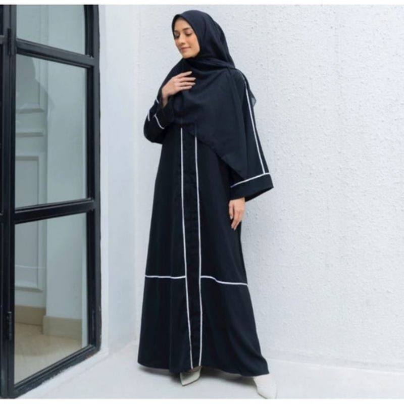 Jual Gamis Abaya Hitam Strip | Shopee Indonesia