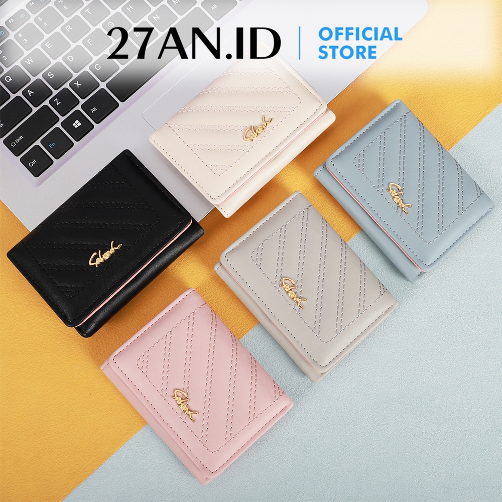 Jual (27AN.ID) Dompet Wanita AC19 Dompet Lipat Mini Model Garis Bordir Premium | Shopee Indonesia
