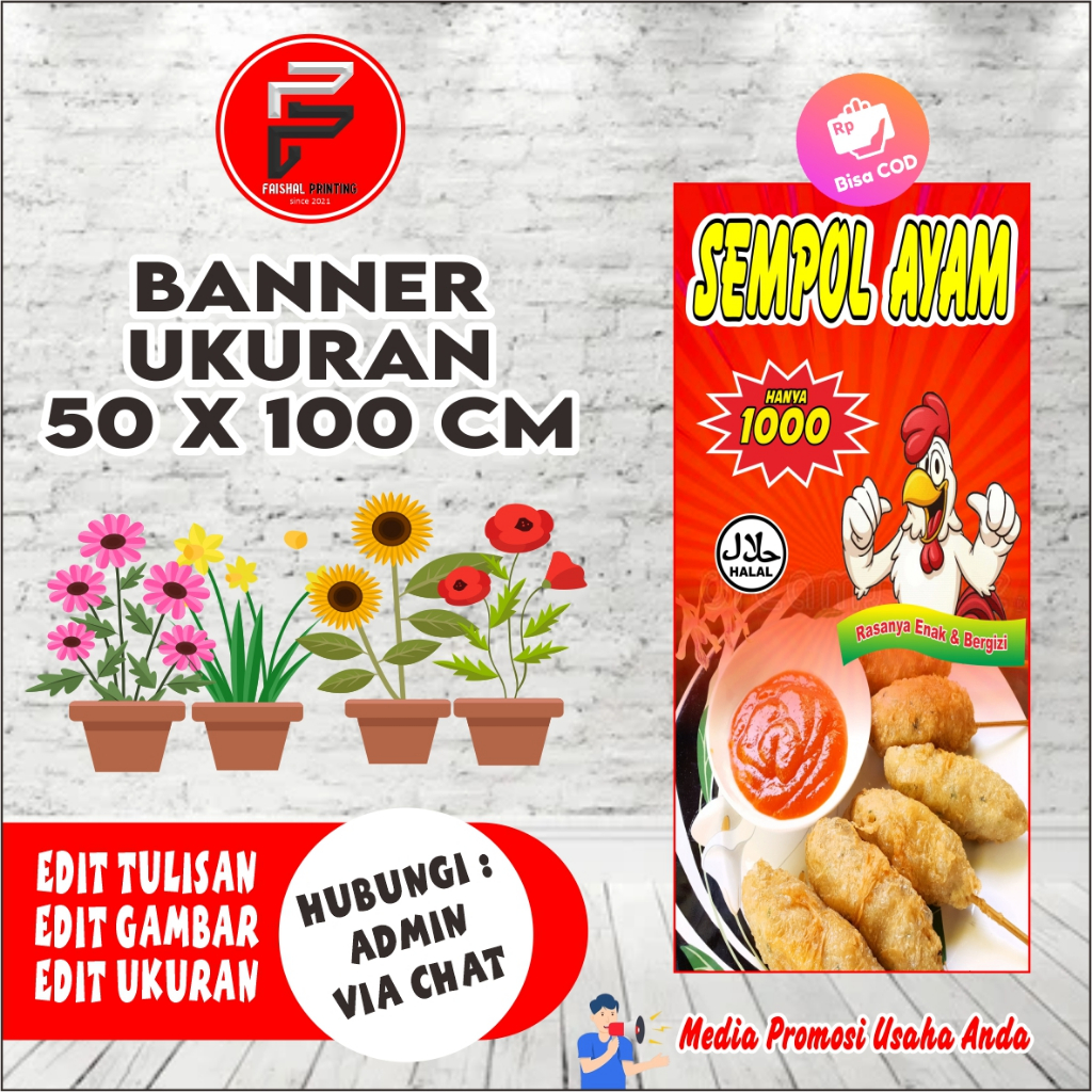 Jual Banner Spanduk Sempol Ayam Ukuran 50 x 100 cm | Shopee Indonesia