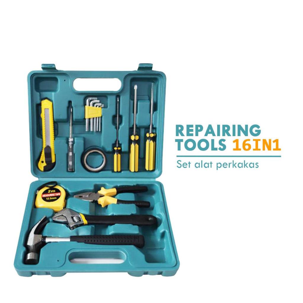 Jual Alat Perkakas Kunci Repairing Tools 16 In 1 / Tool Box Set Palu ...