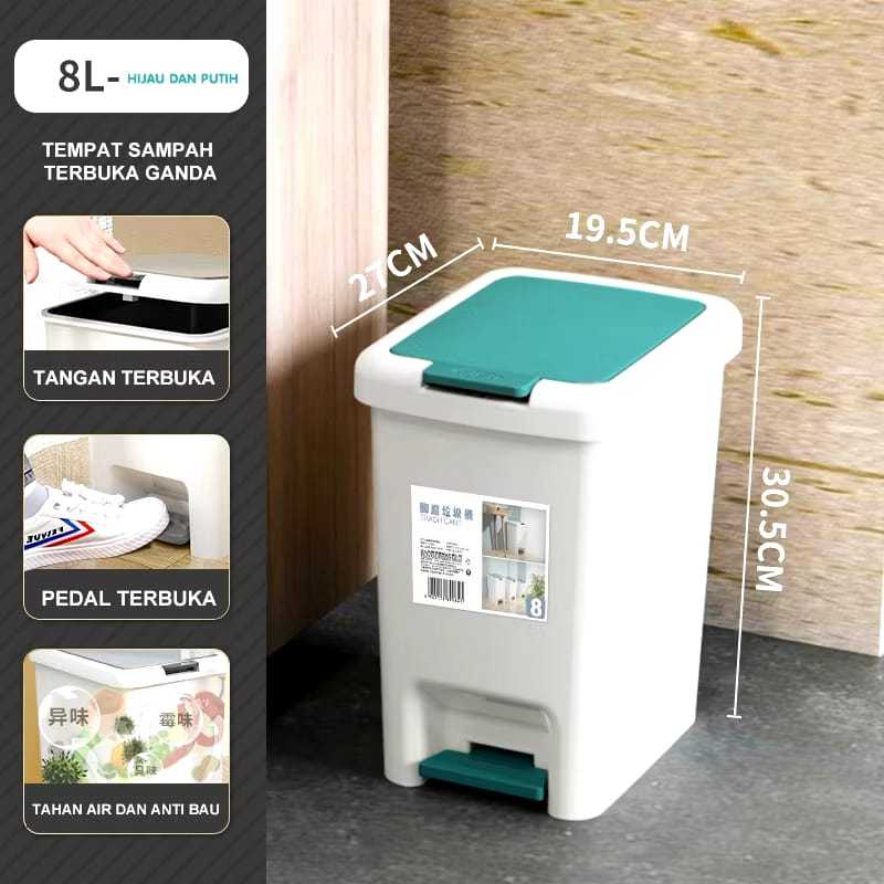 Jual Tempat Sampah Injak Tertutup Kotak Sampah Plastik Tertutup 8L 10L 15L 20L Trash Bin Kotak ...
