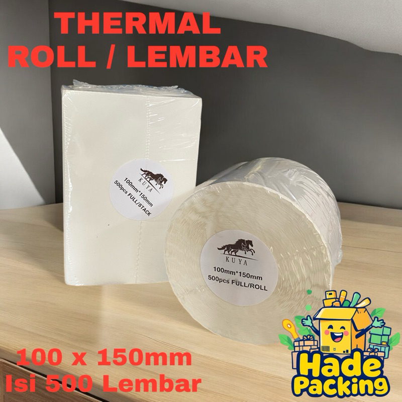 Jual Label stiker KUYA PAUS ROLL ATAU LEMBAR Thermal 100 x 150 500pcs ...