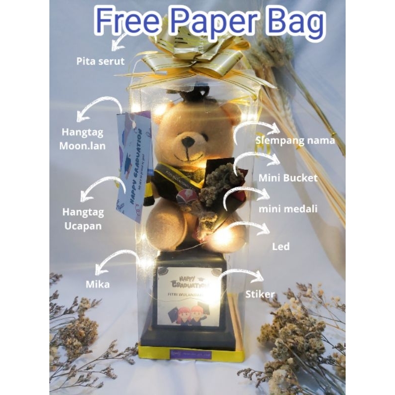 Jual Piala Boneka Wisuda/FREE PAPERBAG/Anak sekolah/kado gift/hampers ...