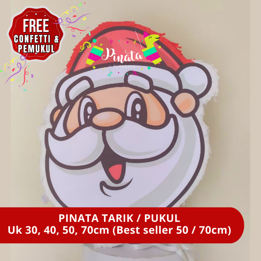 Jual Pinata ulang tahun Print Santa Claus Christmas Natal tarik / pukul ...