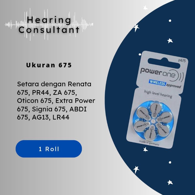 Jual 1 Roll Baterai Alat Bantu Dengar PowerOne P675 | Shopee Indonesia