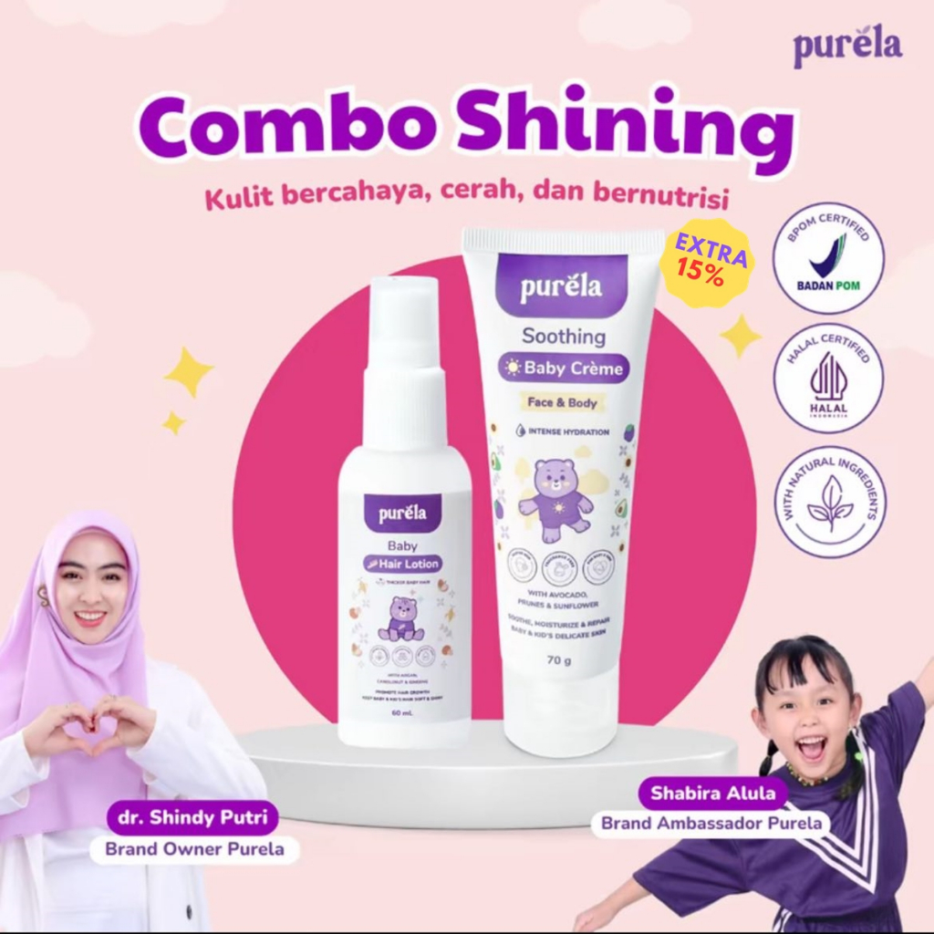 Jual Purela Combo Shining (Soothing Baby Creme dan Baby Hair Lotion ...