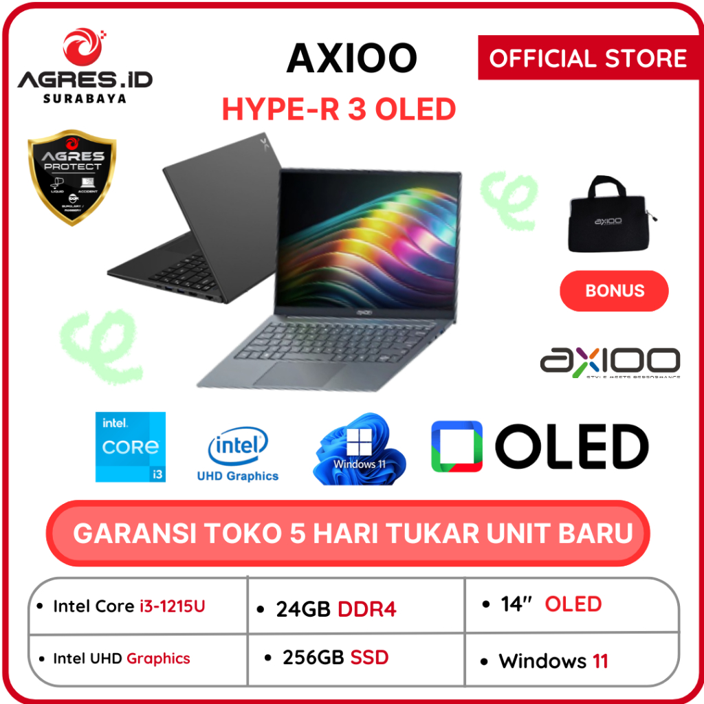 Jual AXIOO HYPE-R 3 OLED I3 1215 24gb 256gb Windows11 14.0FHD BLK ...
