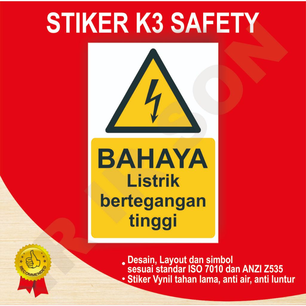Jual STIKER BAHAYA LISTRIK BERTEGANGAN TINGGI SAFETY SIGN K3 ISO ...