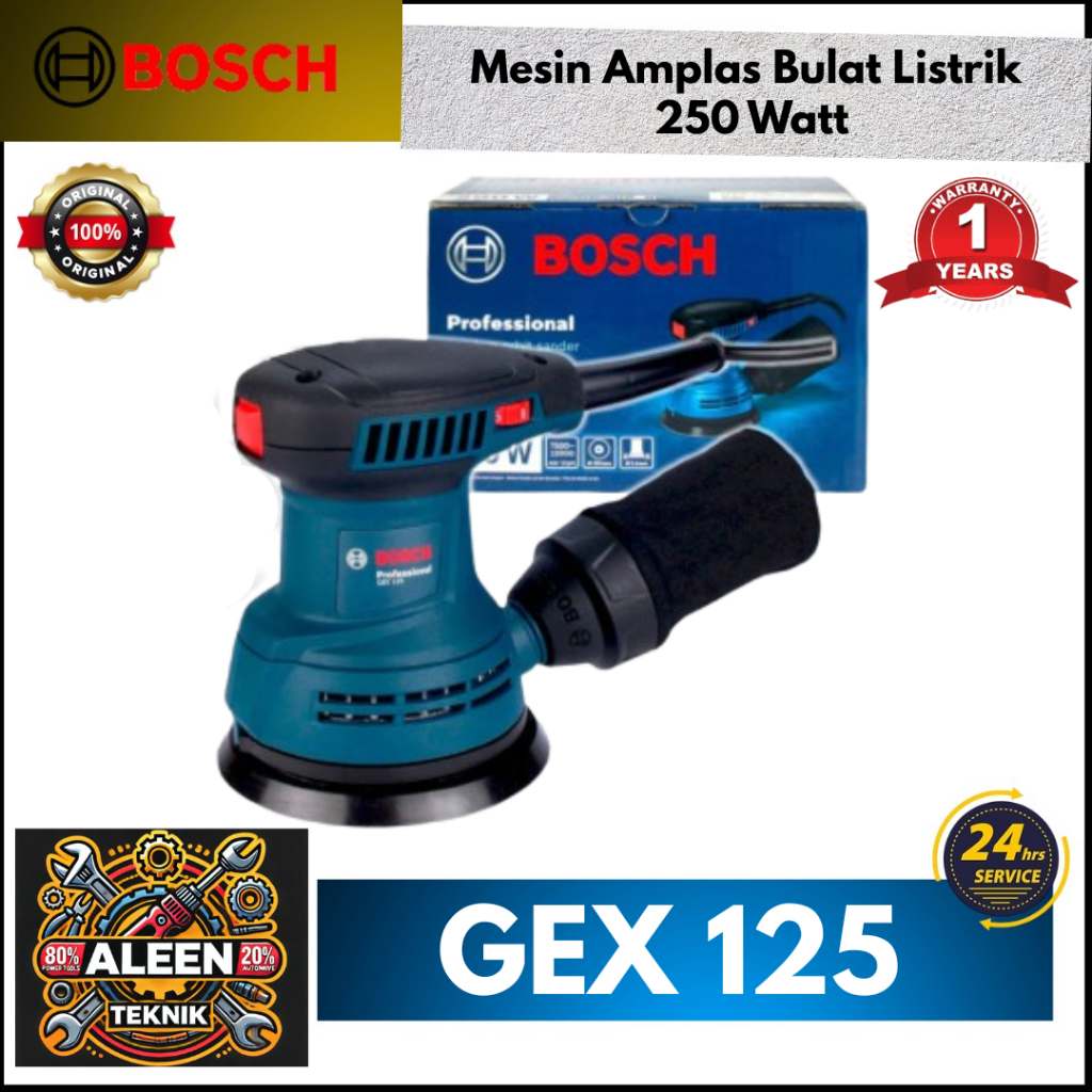 Jual Mesin Amplas Bulat Listrik BOSCH GEX125 Random Orbital Sander 250 ...