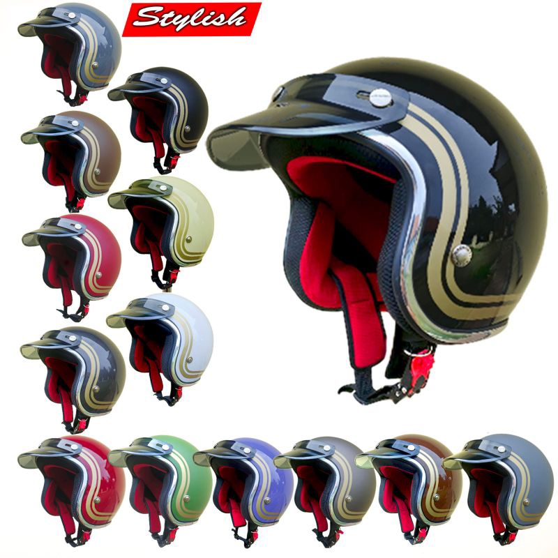 Jual Helm Bogo Retro Kece Cowok Cewek dewasa Helm Half Face Terbaru ...