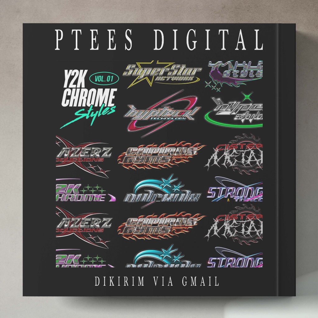 Jual PD0730 - Y2K Chrome Text Effects Vol. 1 - PSD PHOTOSHOP - TEMPLATE MOCKUPS | Shopee Indonesia